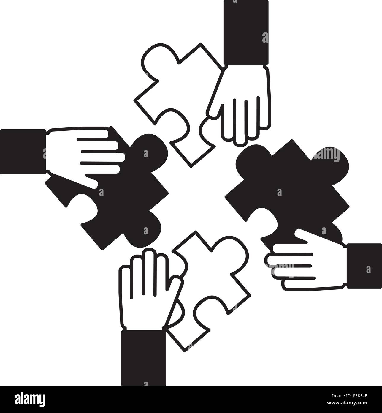 hands with puzzle pieces isolated icon vector illustration design Stock ...
