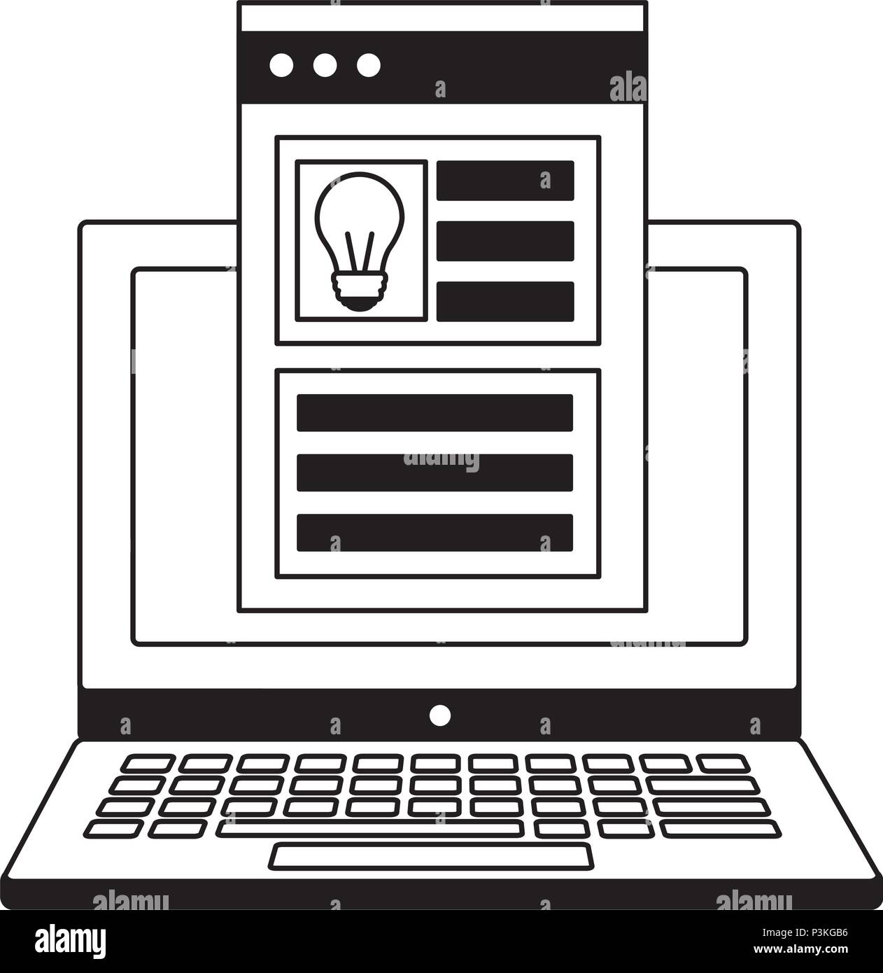 laptop computer with web page template and light bulb vector illustration design Stock Vector ...