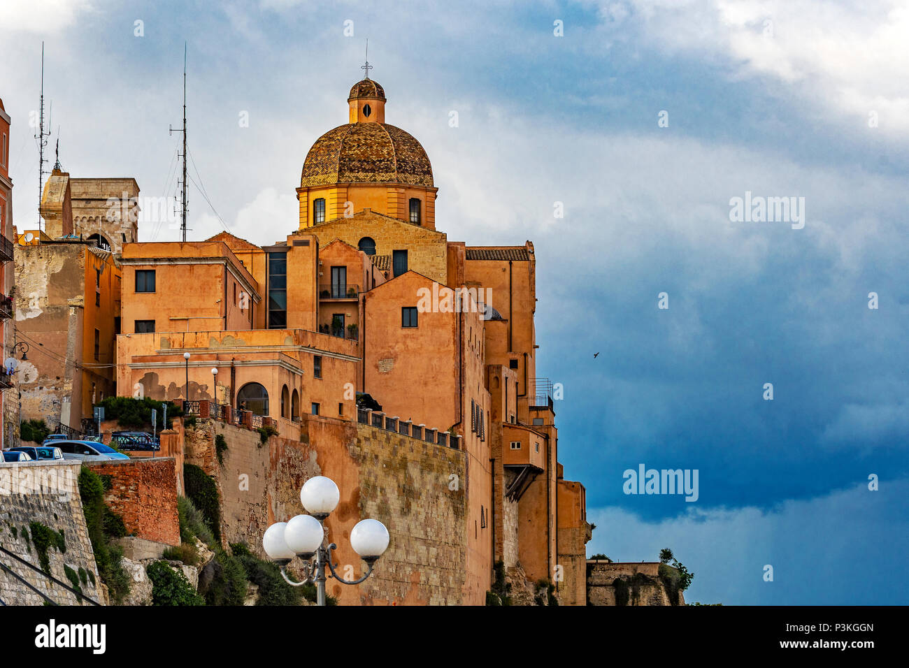 Italy Sardinia Cagliari Castello ( casteddu ) District - View with dome ...