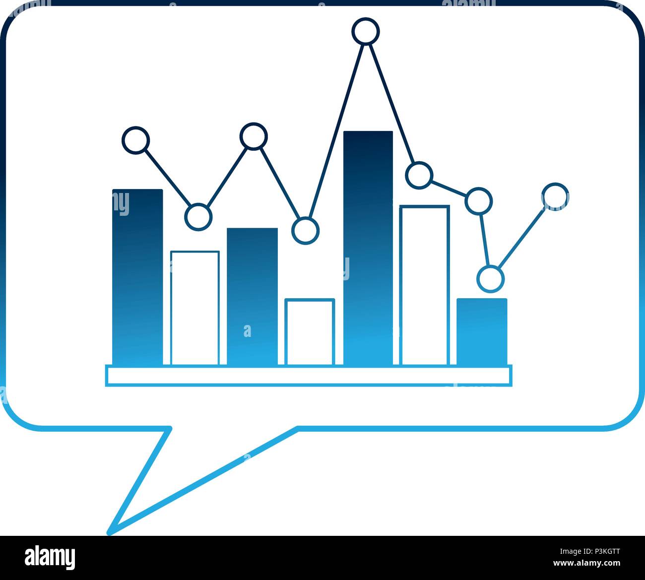 speech bubble business statistic bar graph finance vector illustration ...