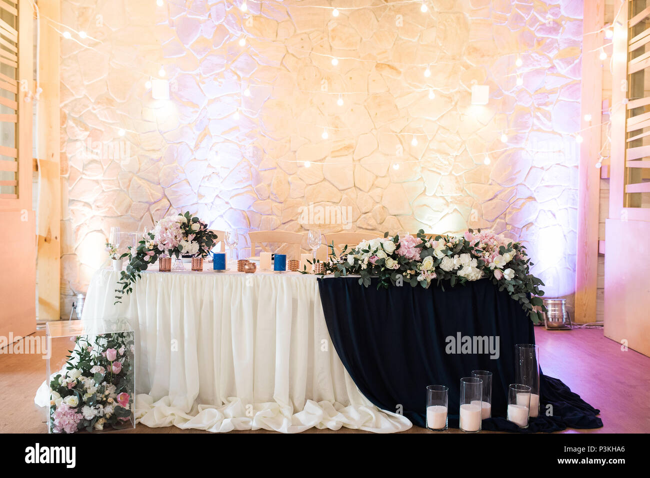 Magnificent decoration of wedding tables Stock Photo - Alamy