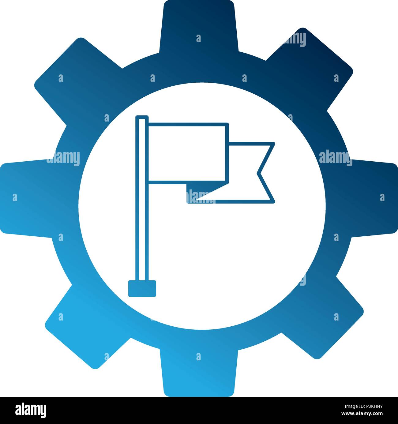 gear teamwork flag success business vector illustration neon blue Stock ...