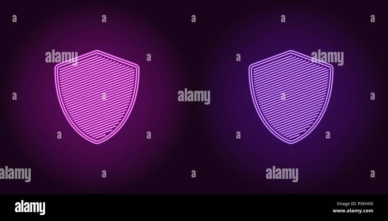 Neon icon of Purple and Violet Network Shield. Vector illustration of ...