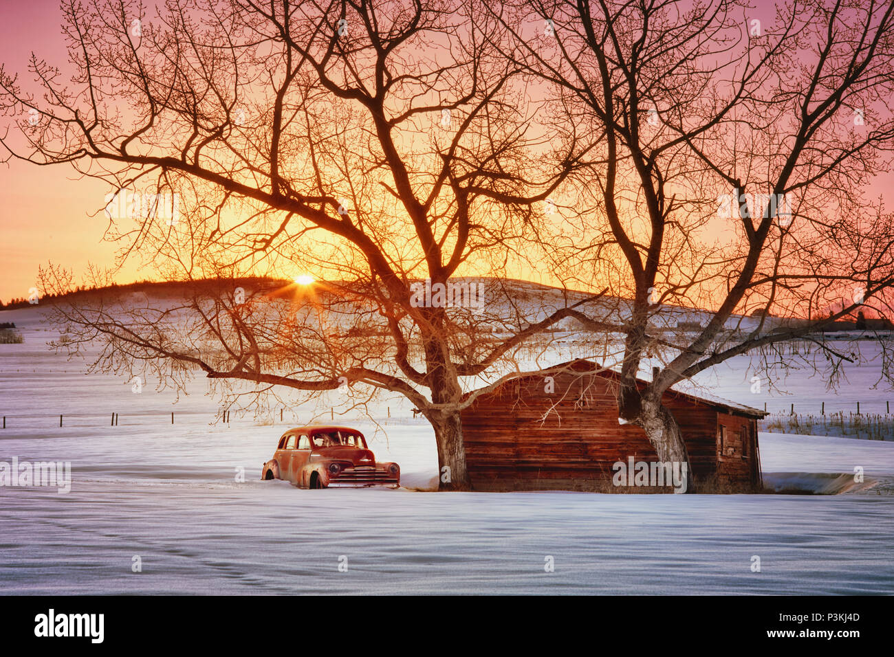 Chevy Chevrolet Stylemaster 4 doors abandoned farm countryside Stock ...