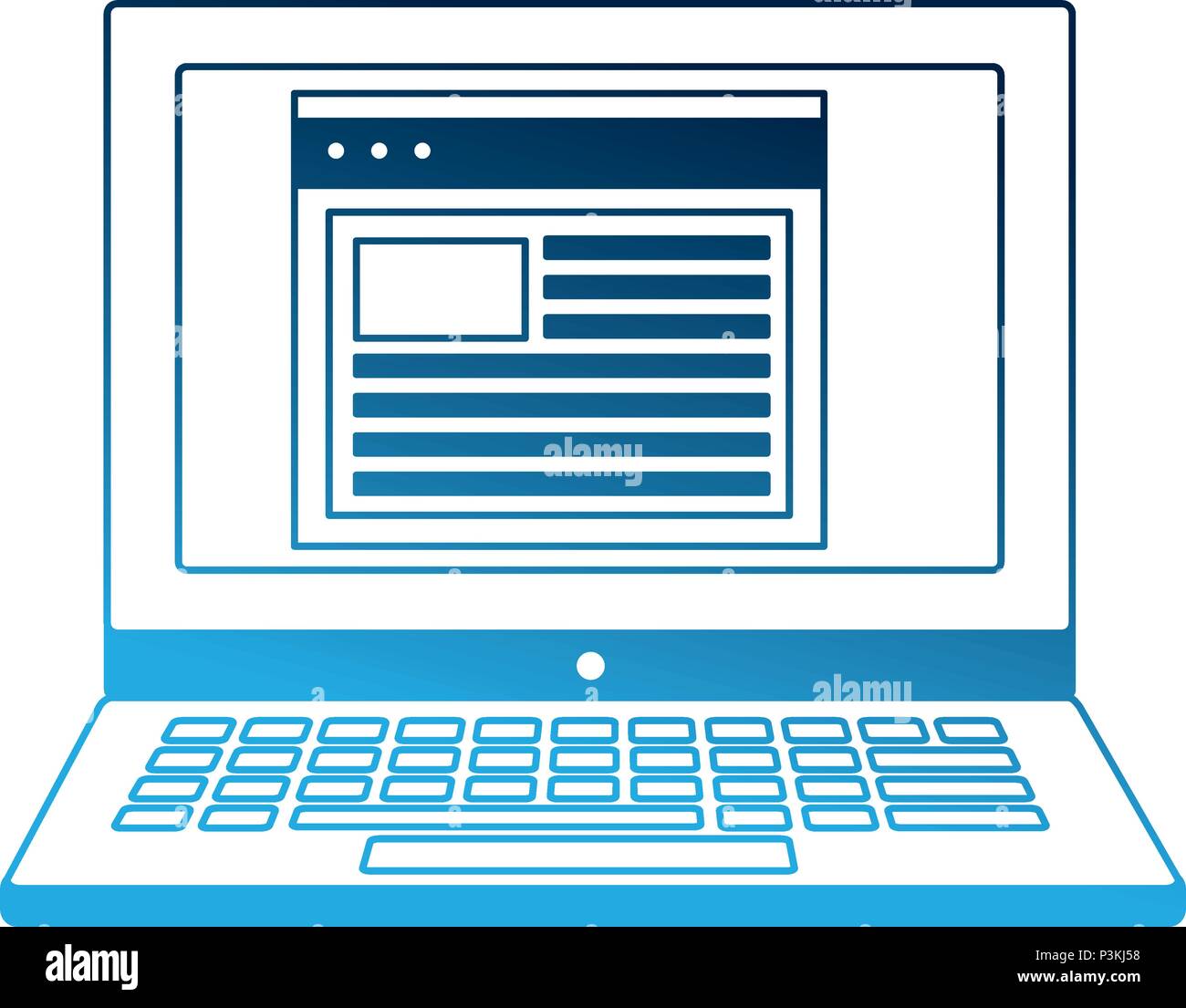 laptop and website document data vector illustration neon blue Stock ...