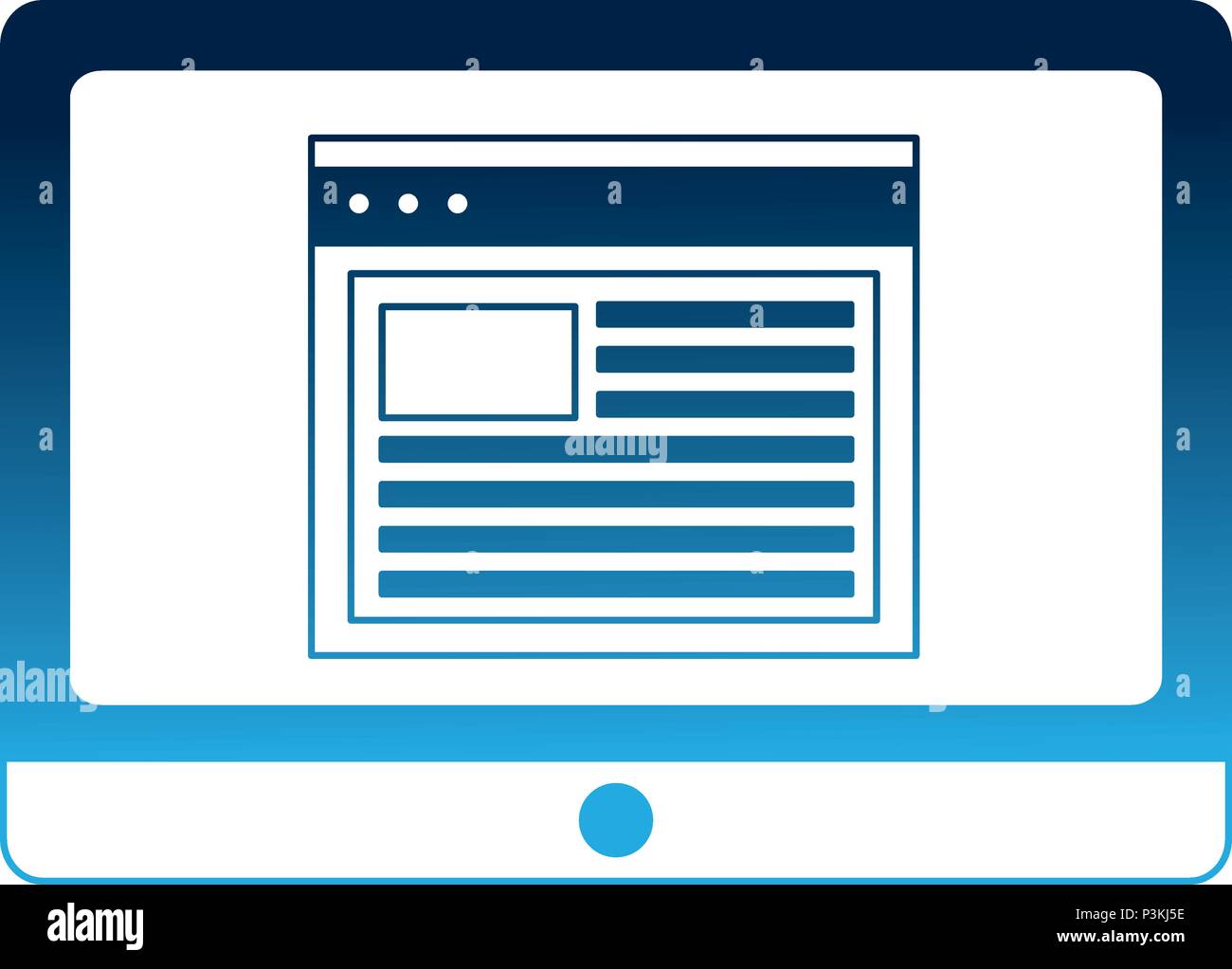 tablet computer and website document data vector illustration neon blue ...