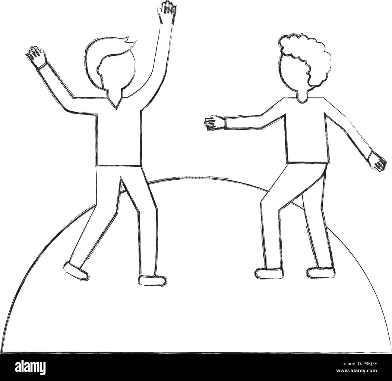 business people avatars standing on mountain vector illustration sketch ...