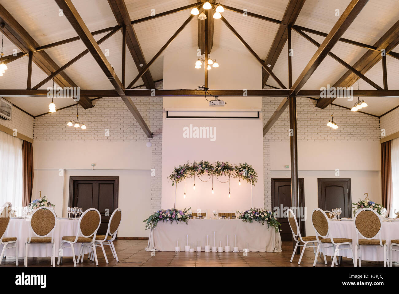 Stylish wedding table and background Stock Photo - Alamy