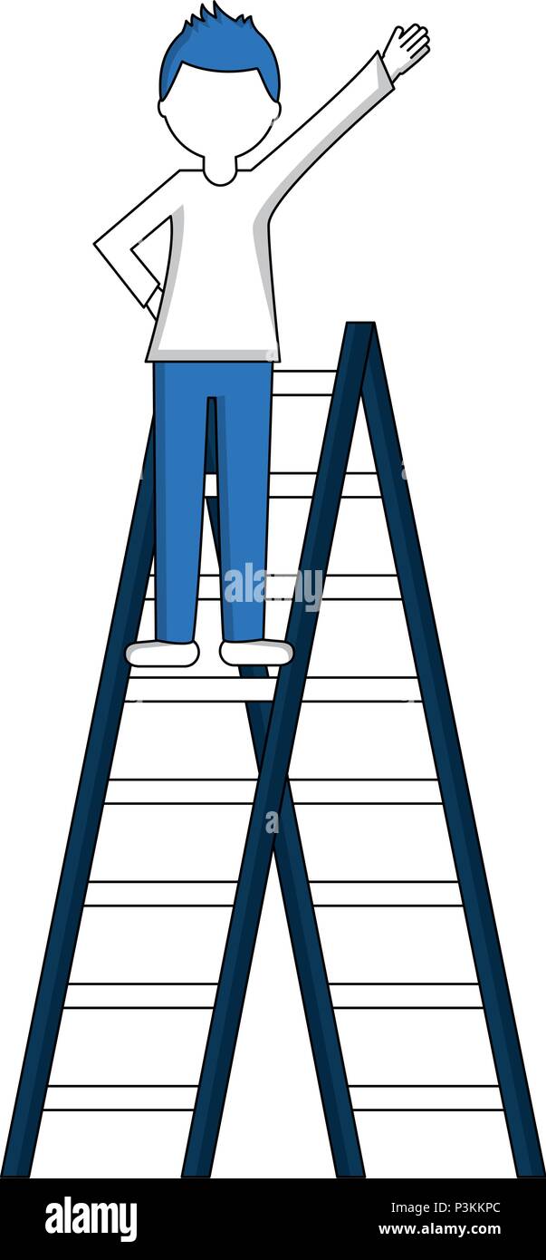 man with construction ladder isolated icon vector illustration design ...