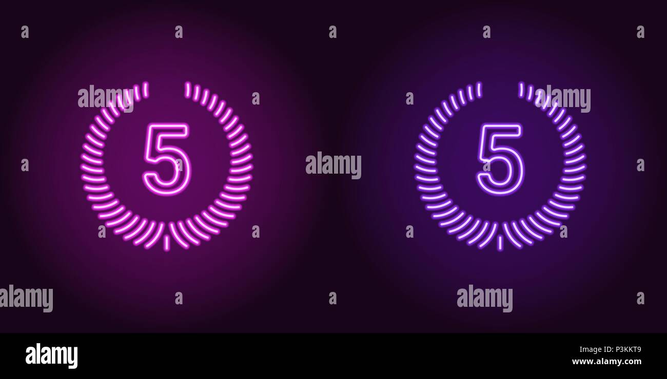 Neon icon of Purple and Violet Fifth Place. Vector illustration of ...