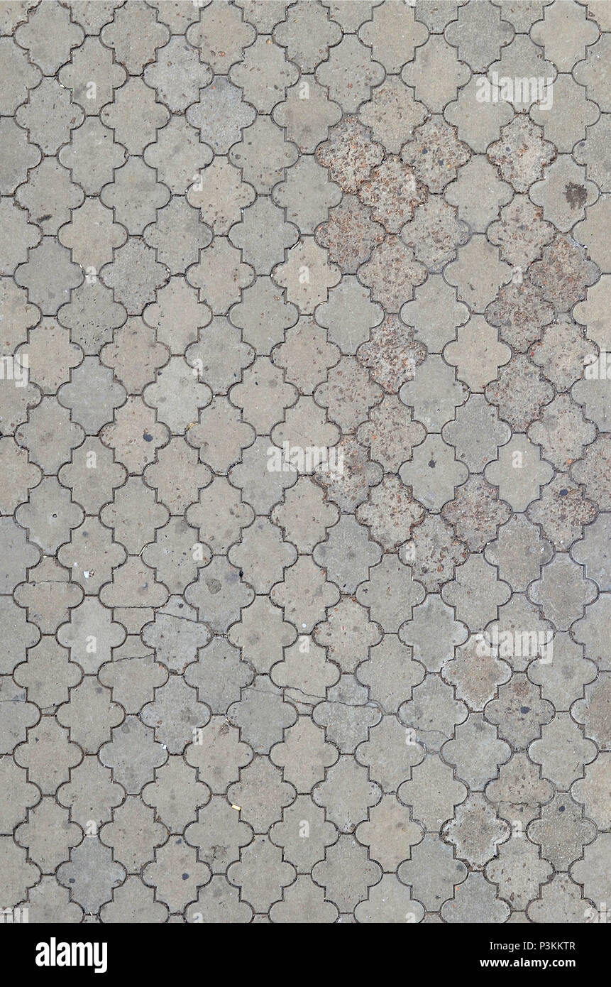 The Texture Of A Rhythmic Mosaic Made Of Concrete Tiles Background Image Of A Large Area Of Old