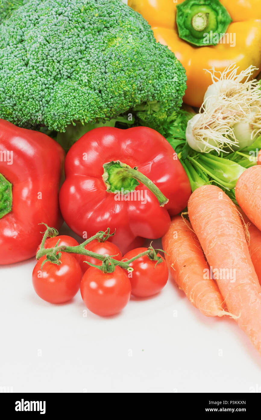 Pile of different types of vegetables closeup. Vertically Stock Photo ...