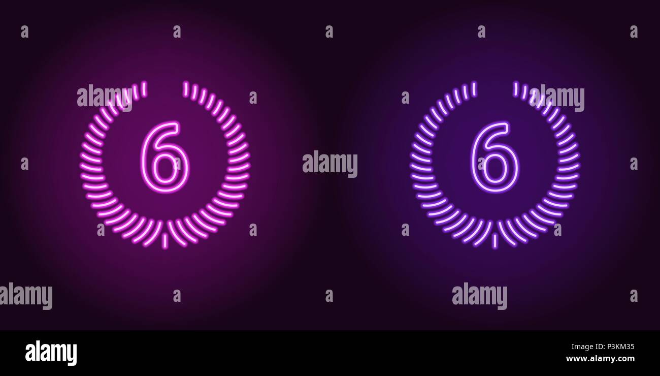 Neon icon of Purple and Violet Sixth Place. Vector illustration of ...