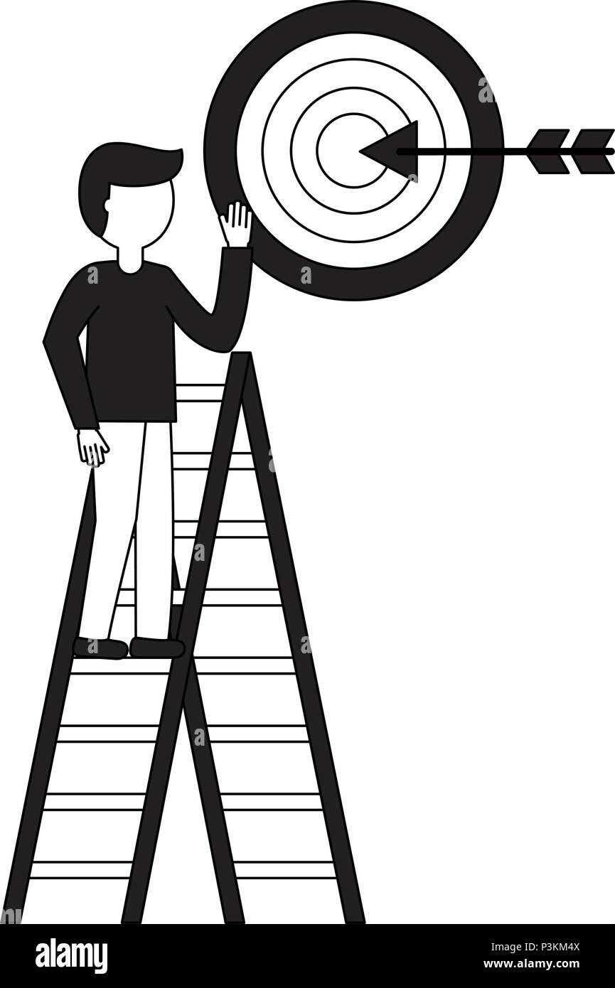 businessman in stairs with target goal vector illustration Stock Vector ...