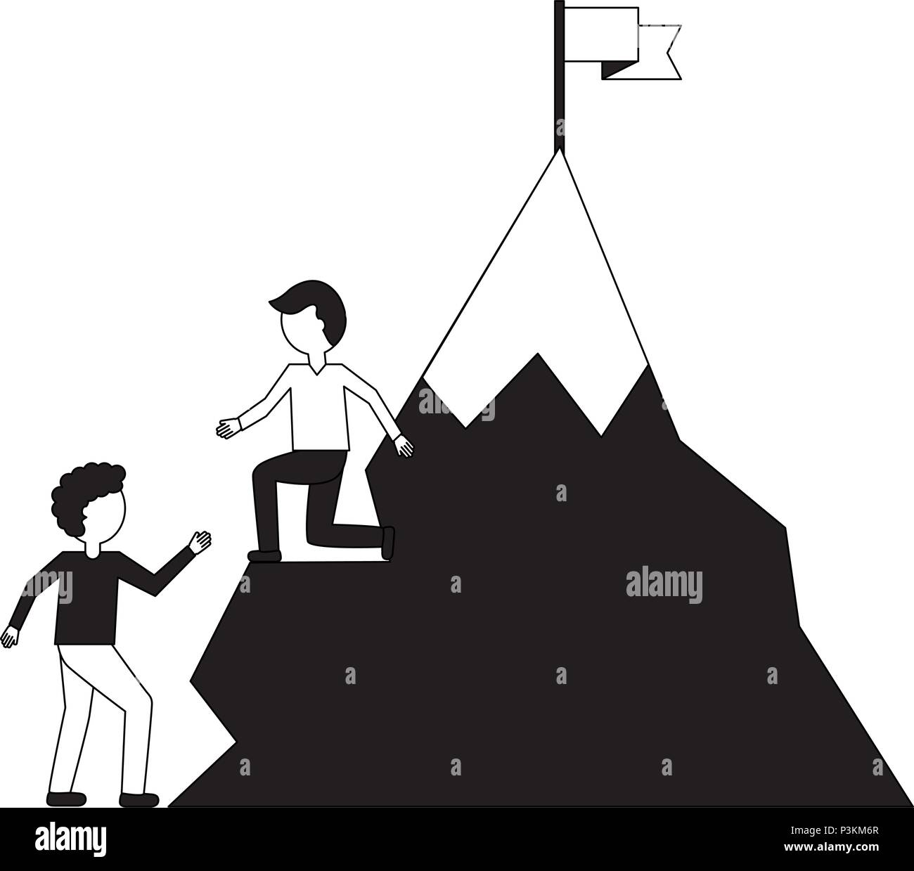 businessman helping colleague climbing mountain successful vector ...