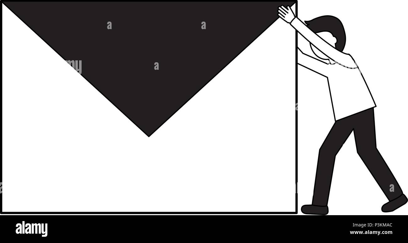 businessman pushing email message letter vector illustration Stock ...