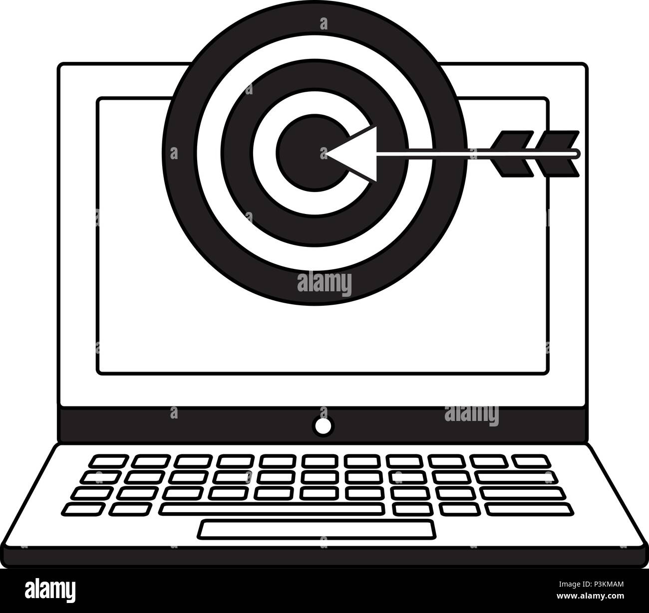 laptop and target marketing strategy business vector illustration Stock ...