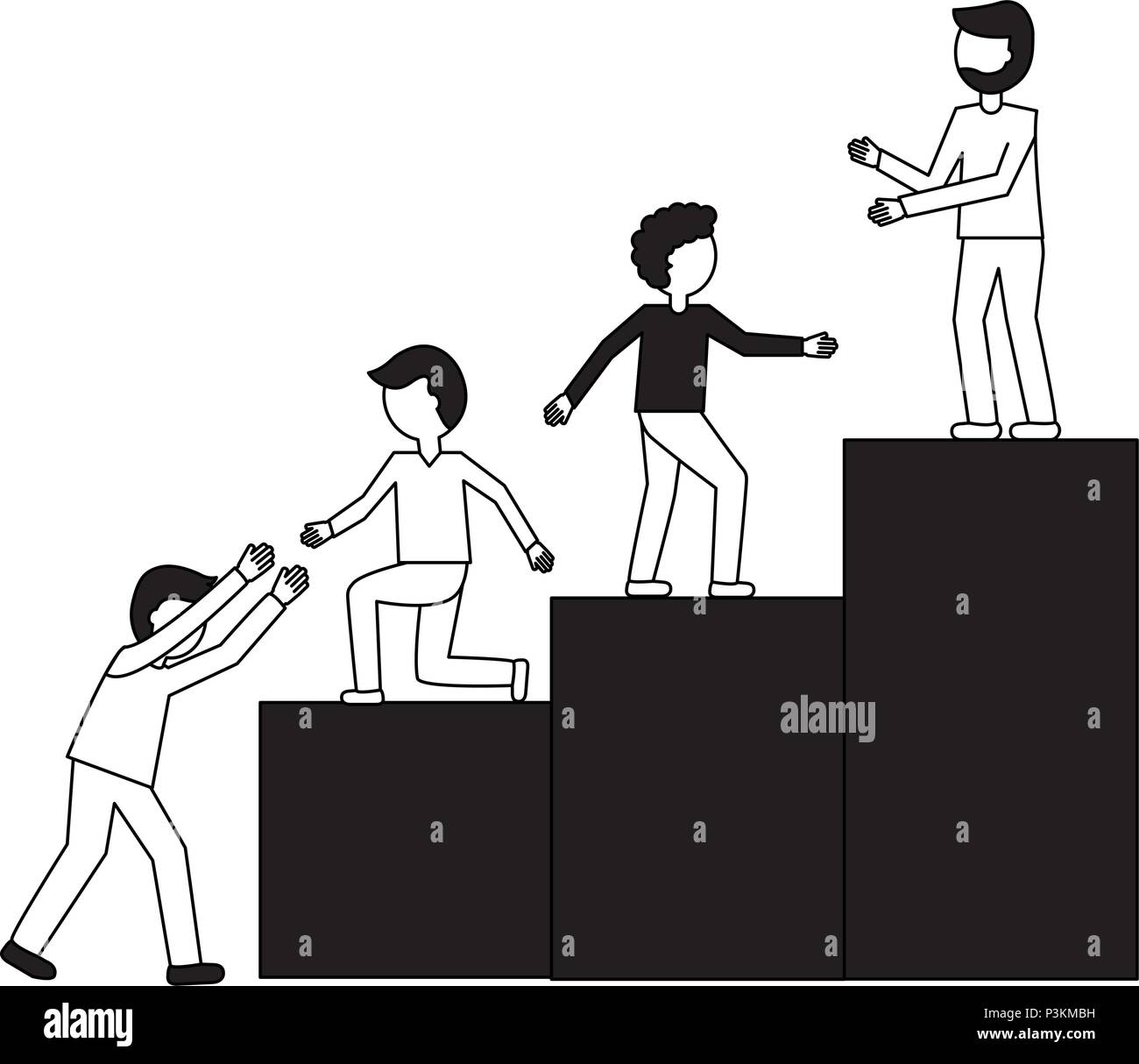 business people teamwork climbing top ladder vector illustration Stock ...