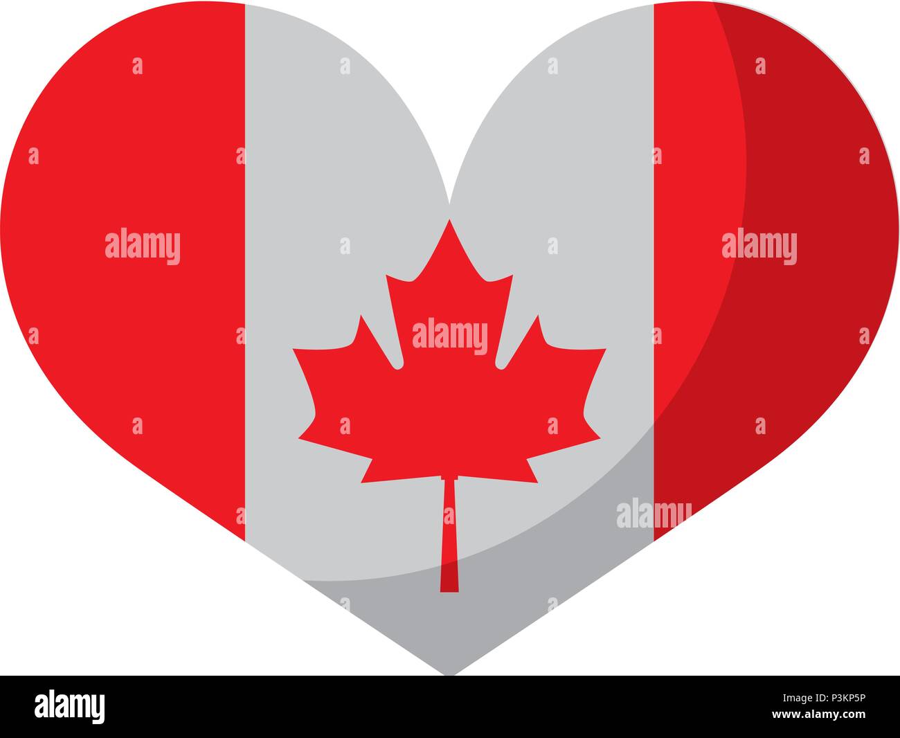 canadian flag with shape heart icon vector illustration outline Stock ...