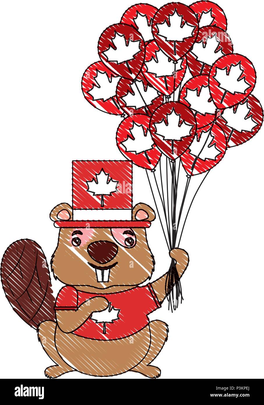 beaver of canada with balloon helium isolated icon vector illustration ...