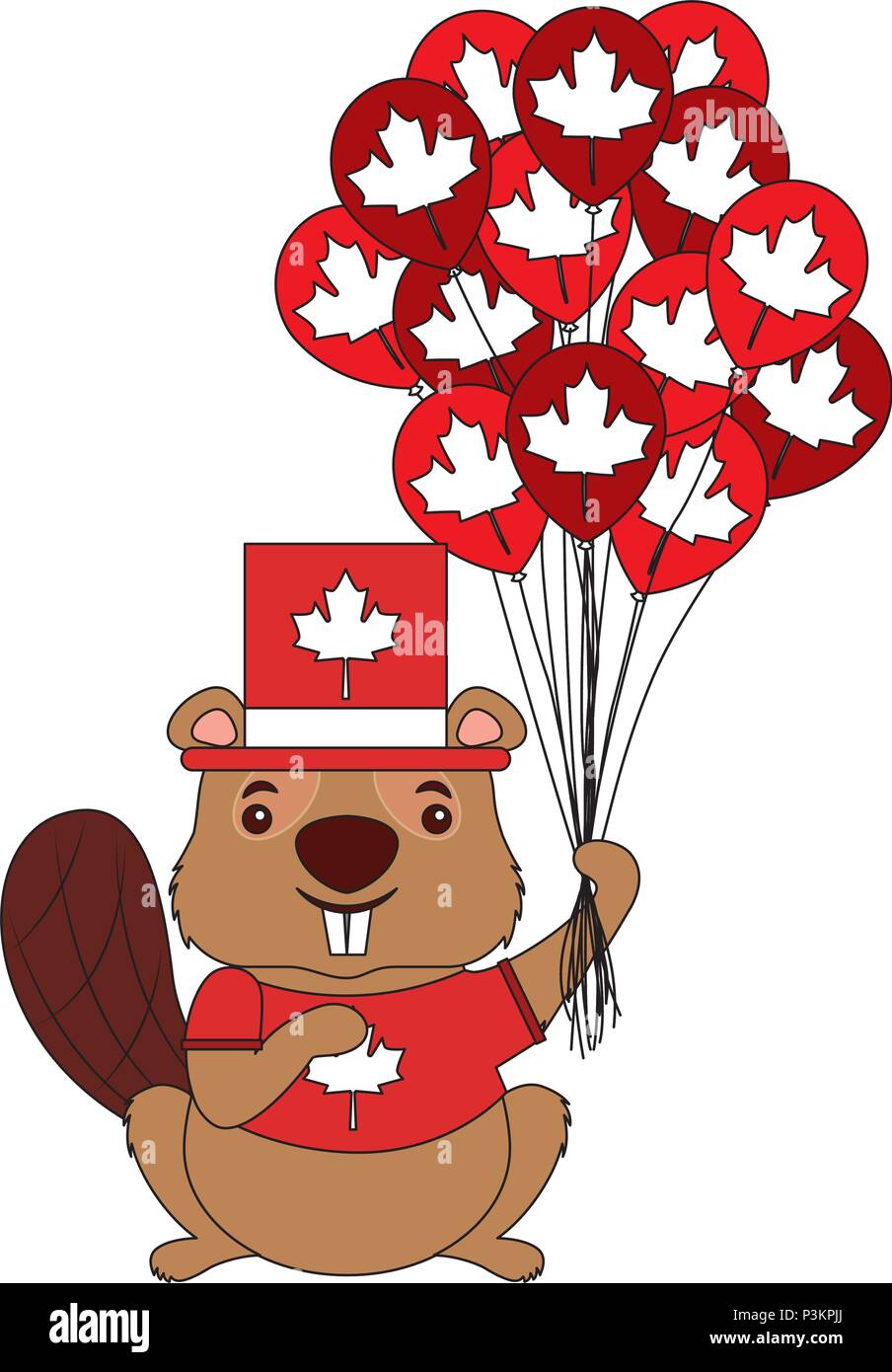 beaver of canada with balloon helium isolated icon vector illustration ...