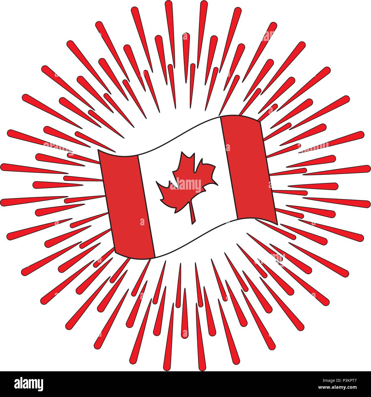 canadian flag emblem national burst vector illustration Stock Vector ...