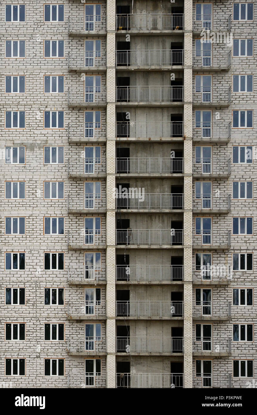 Textured pattern of a russian whitestone residential house building ...