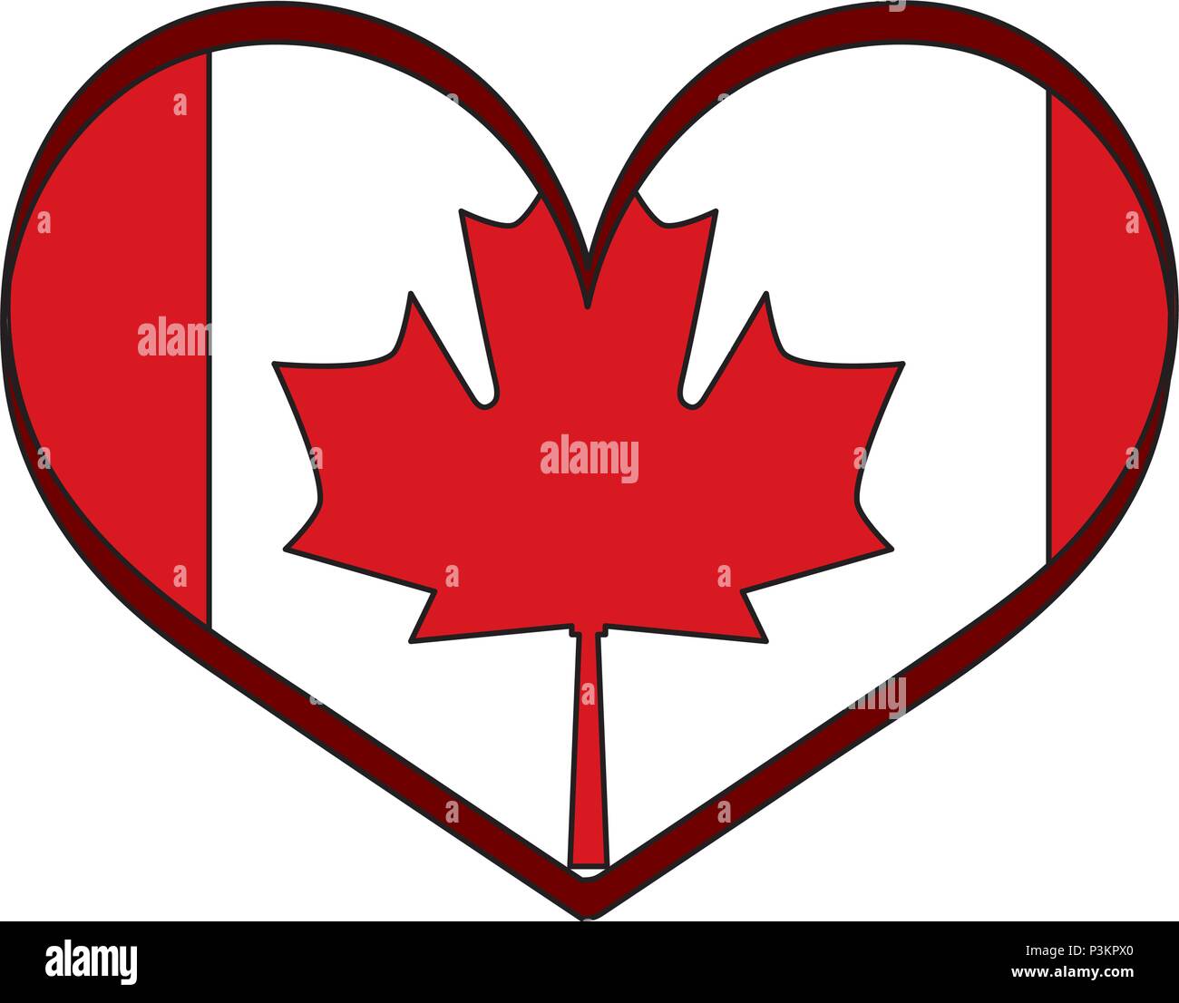 canada day canadian flag in heart vector illustration Stock Vector ...