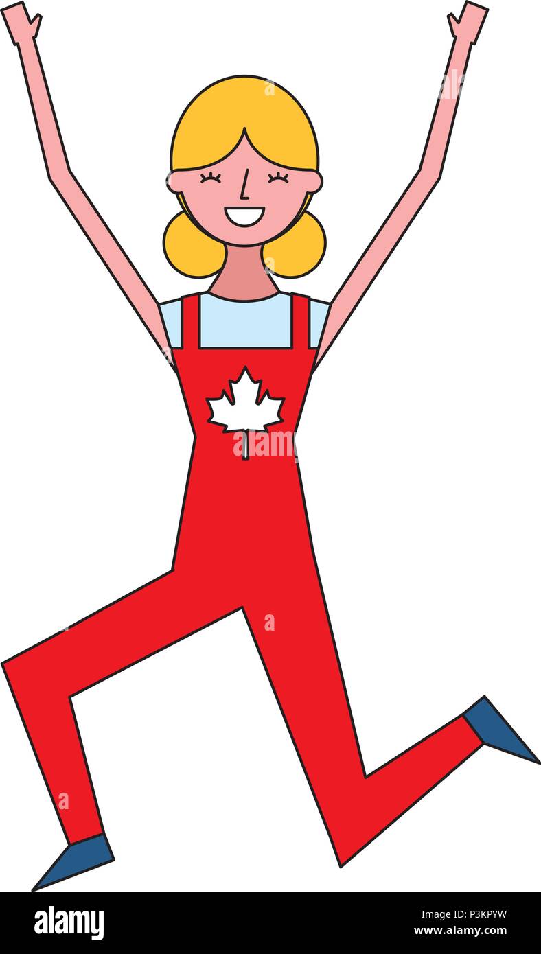 happy girl with canadian celebrating vector illustration Stock Vector ...