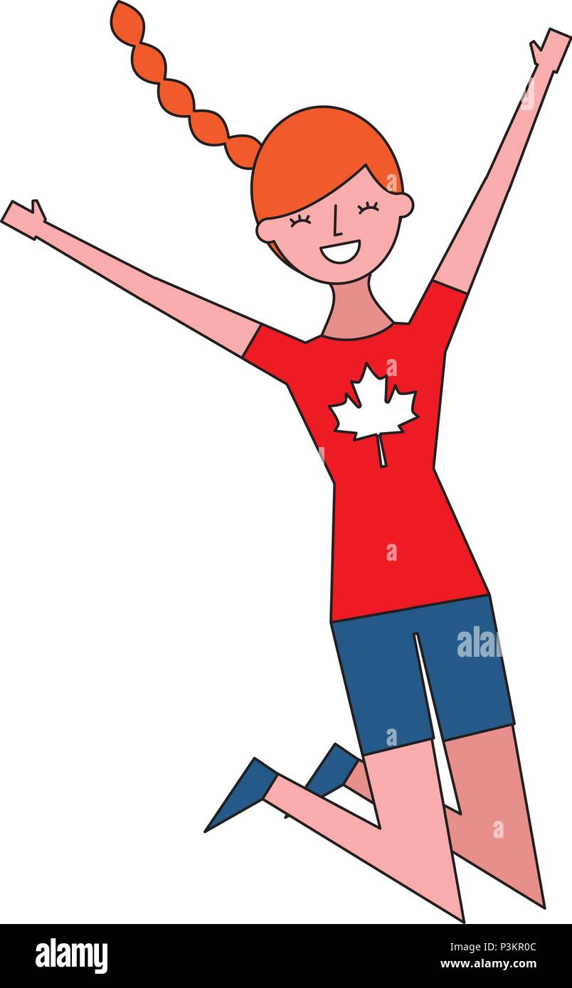 happy girl with canadian celebrating vector illustration Stock Vector ...