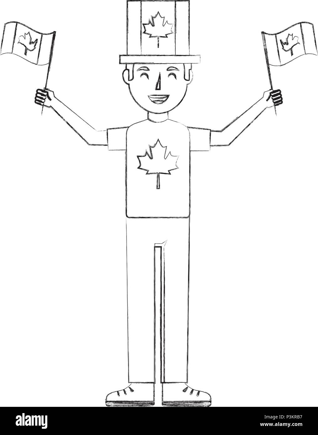 Canadian man holding canadian flag Black and White Stock Photos ...