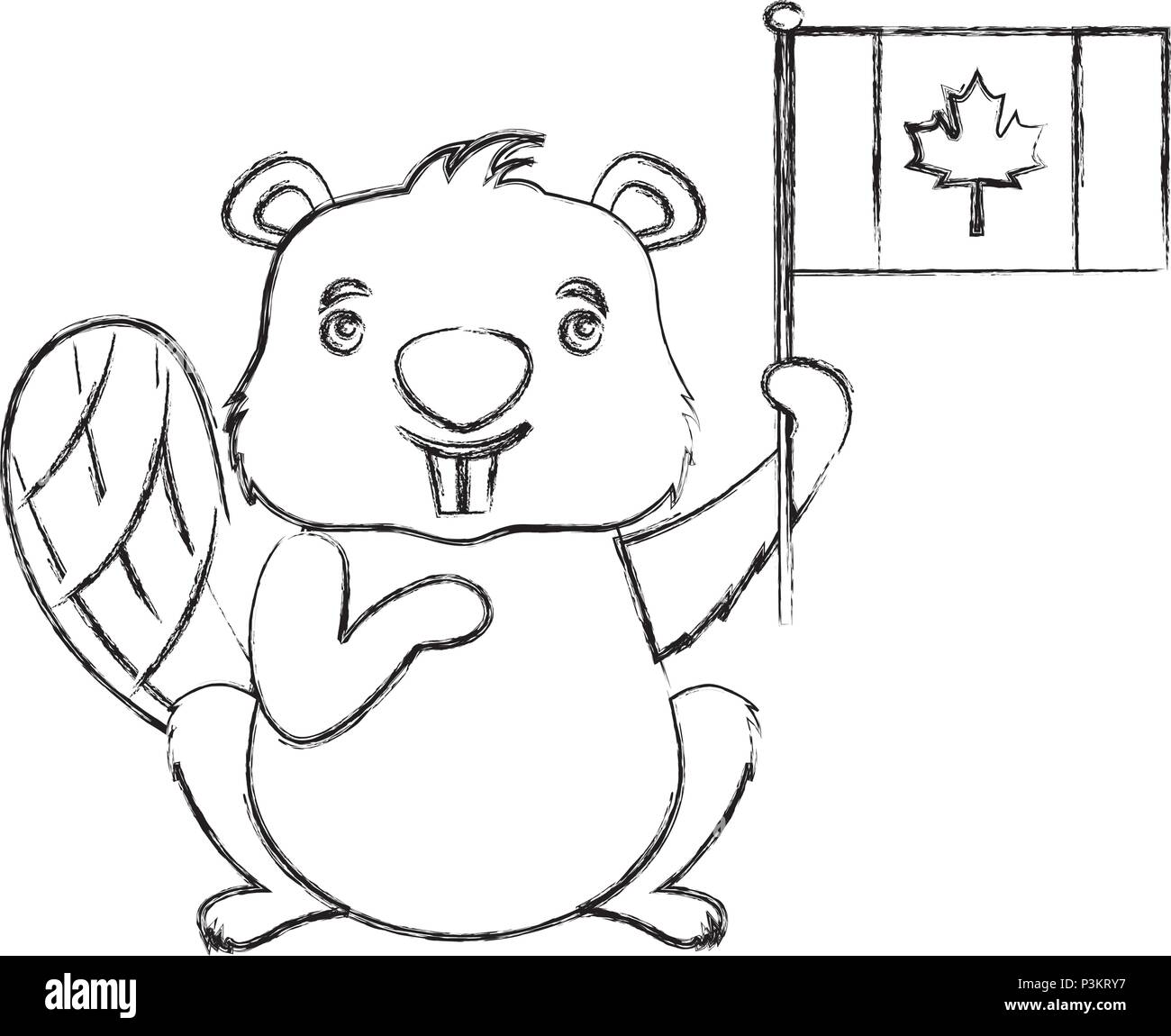 canadian beaver holding canada flag vector illustration Stock Vector ...