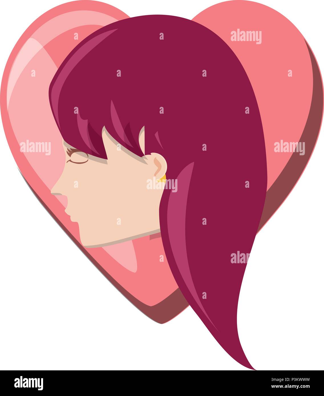 heart with profile of woman icon over white background, colorful design ...