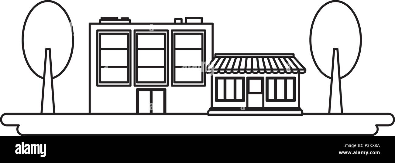 store and trees over white background, vector illustration Stock Vector ...