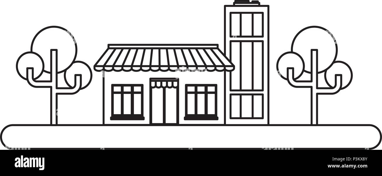 store and trees over white background, vector illustration Stock Vector ...