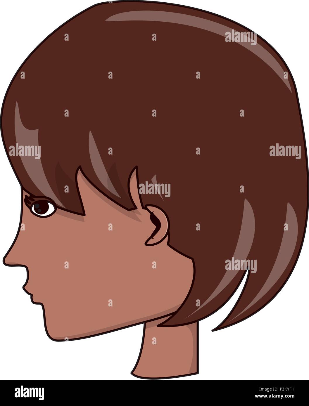 woman with short hair over white background, colorful design. vector ...