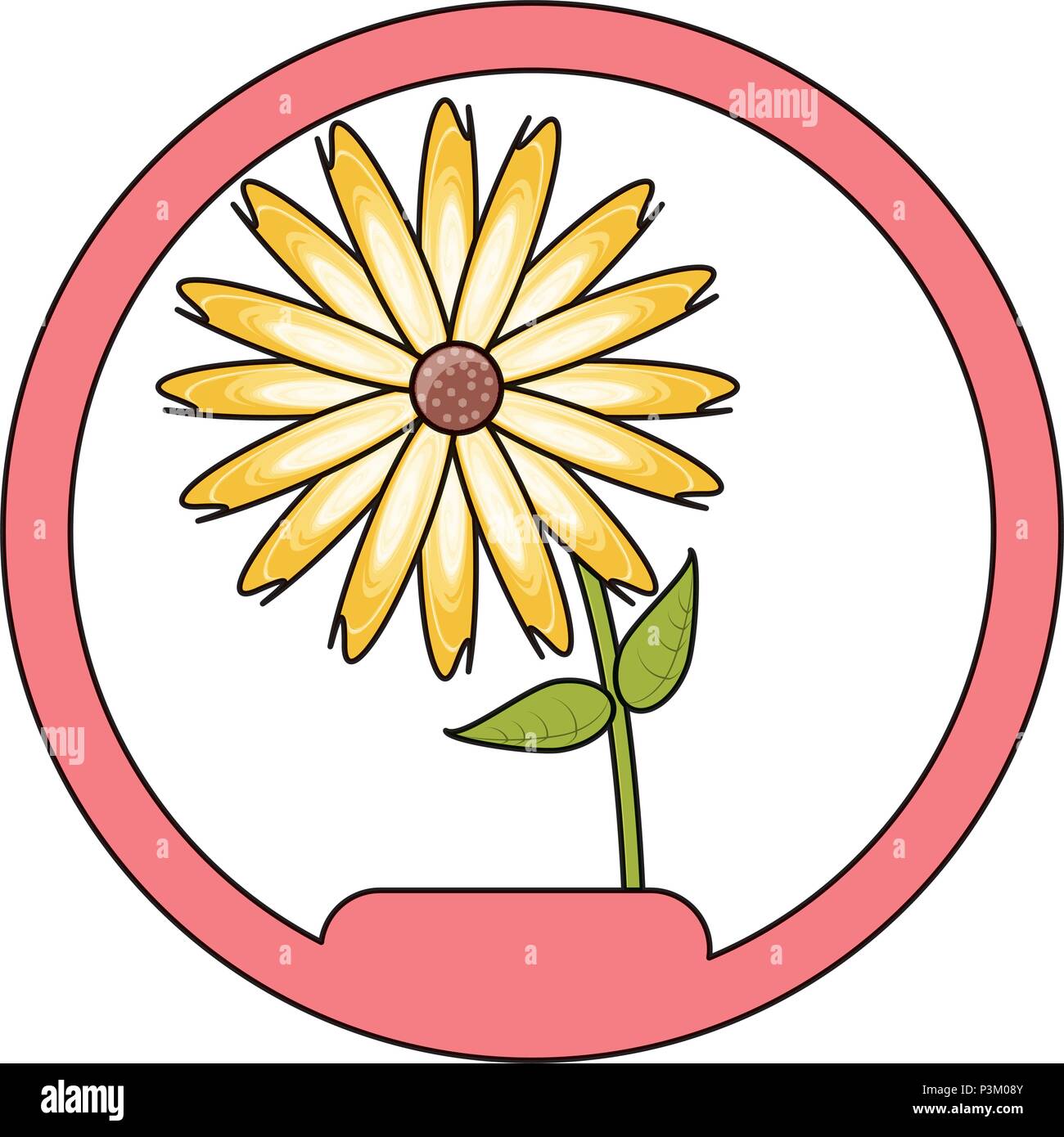 beautiful flower and decorative circular frame over white background ...