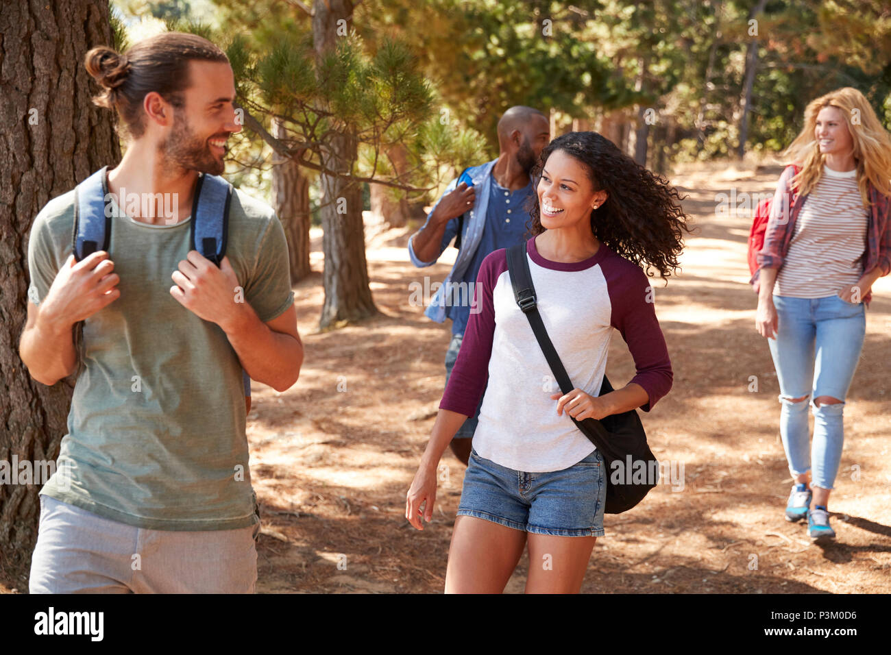 Group friends on hiking adventure hi-res stock photography and images ...