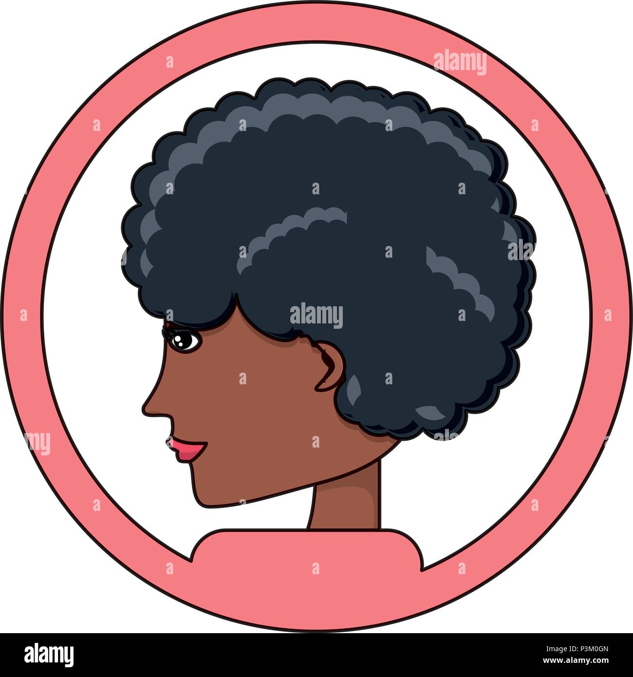 profile of a woman and decorative circular frame over white background ...