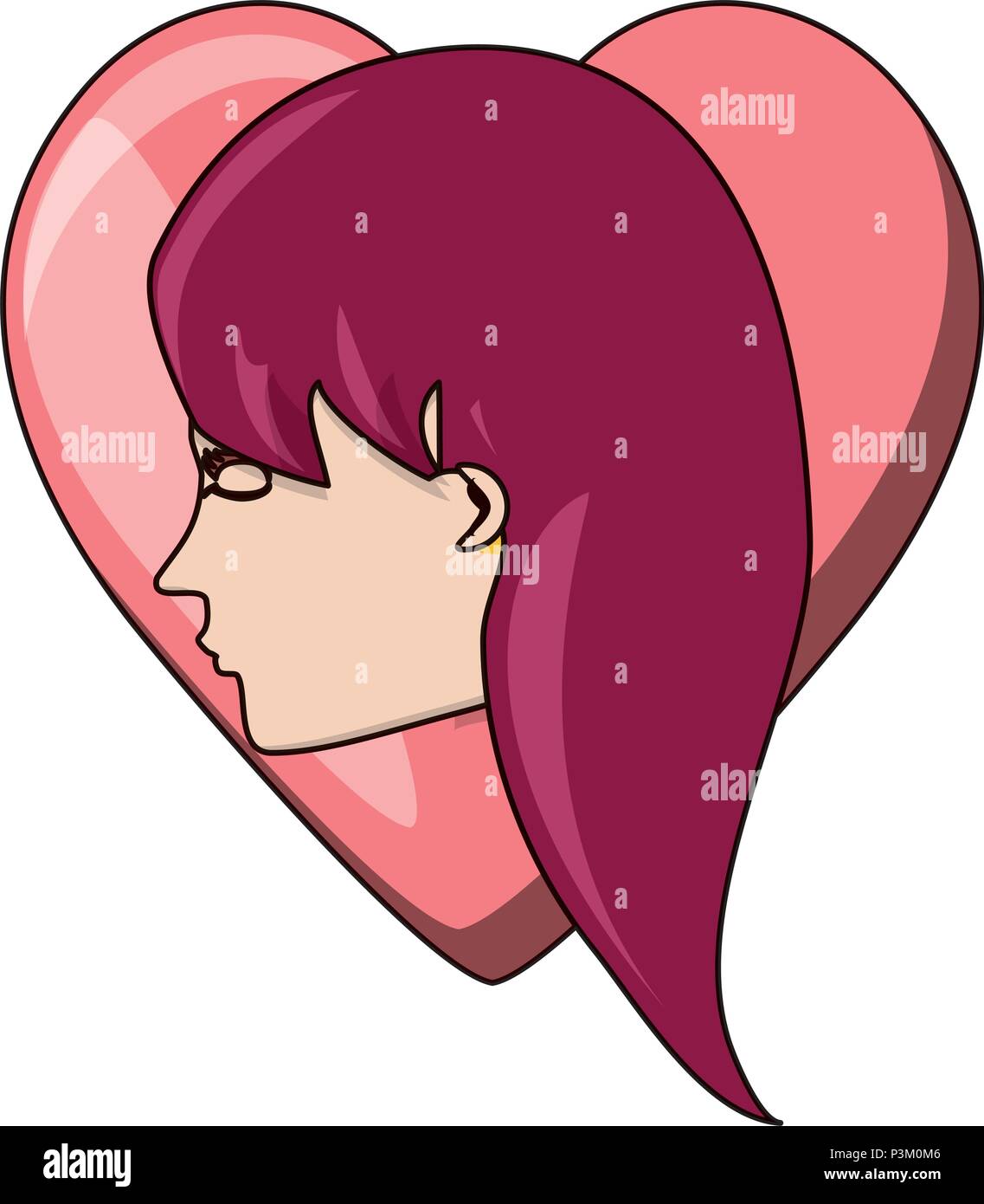 heart with profile of woman icon over white background, colorful design ...
