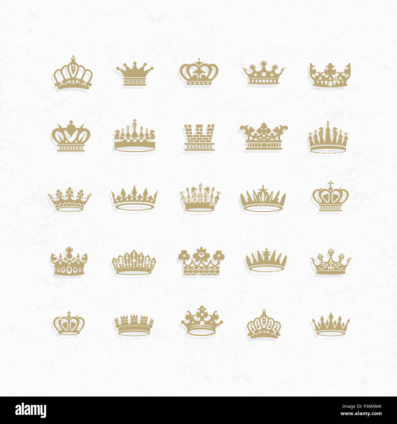 Vector collection of creative king and queen crowns symbols or logo ...