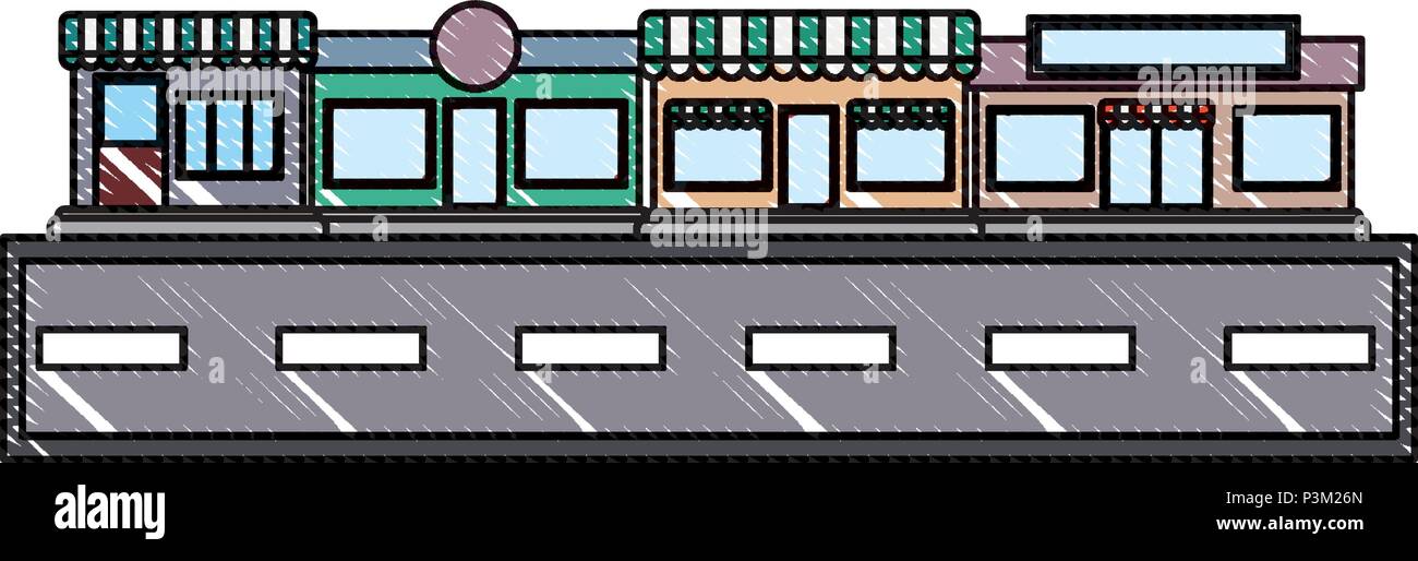 street with stores over white background, colorful design. vector ...