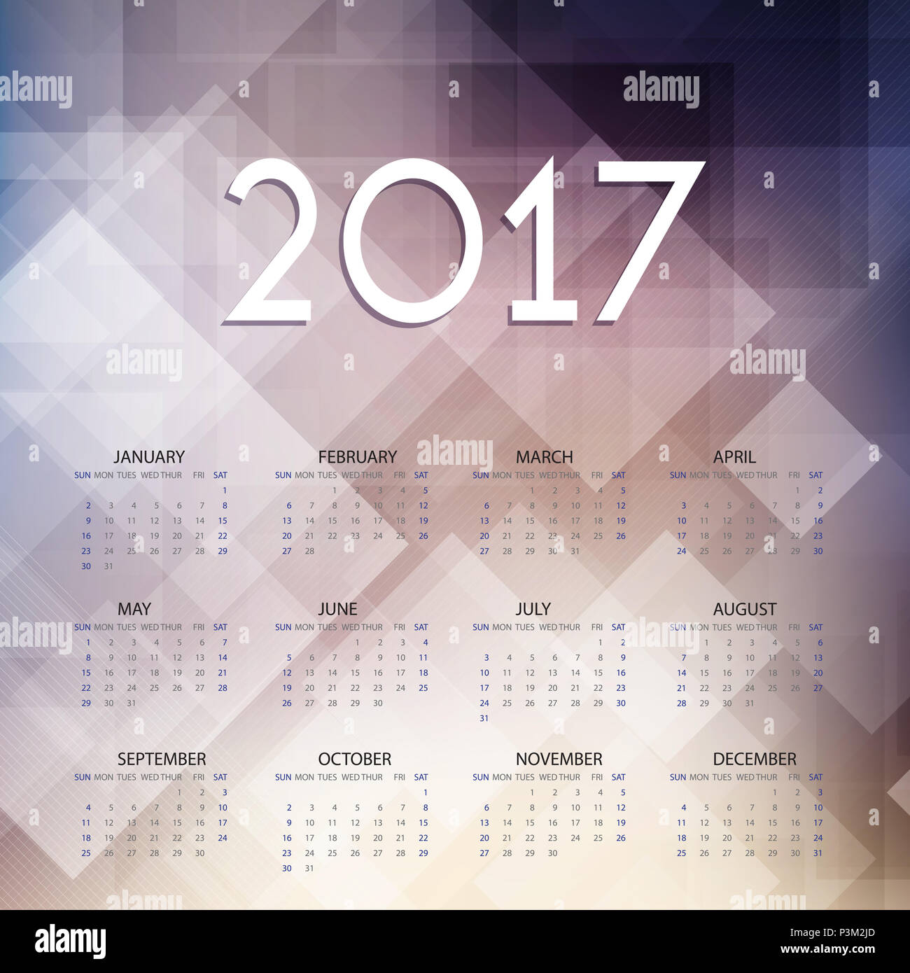 Calendar design for 2017 with low poly image Stock Photo - Alamy