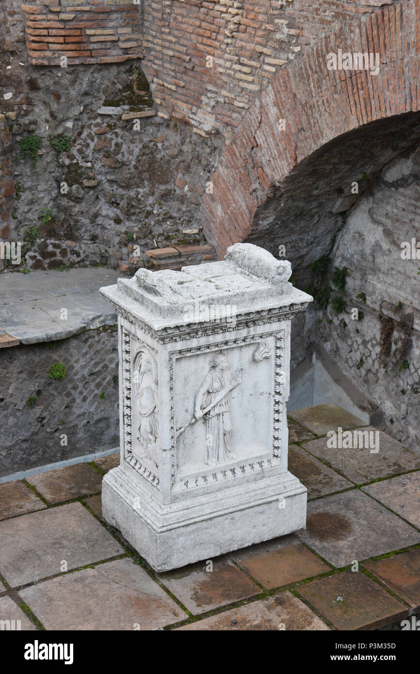 Altar near the Temple of Vesta and the House of the Vestal Virgins. The ...