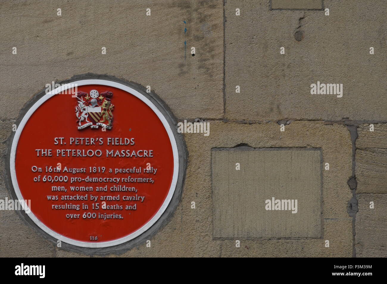 Peterloo plaque, Manchester Stock Photo - Alamy