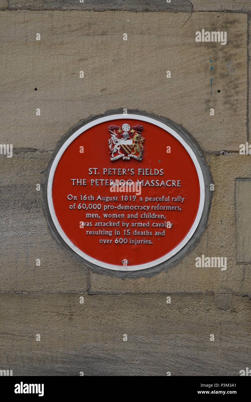 Peterloo plaque, Manchester Stock Photo - Alamy