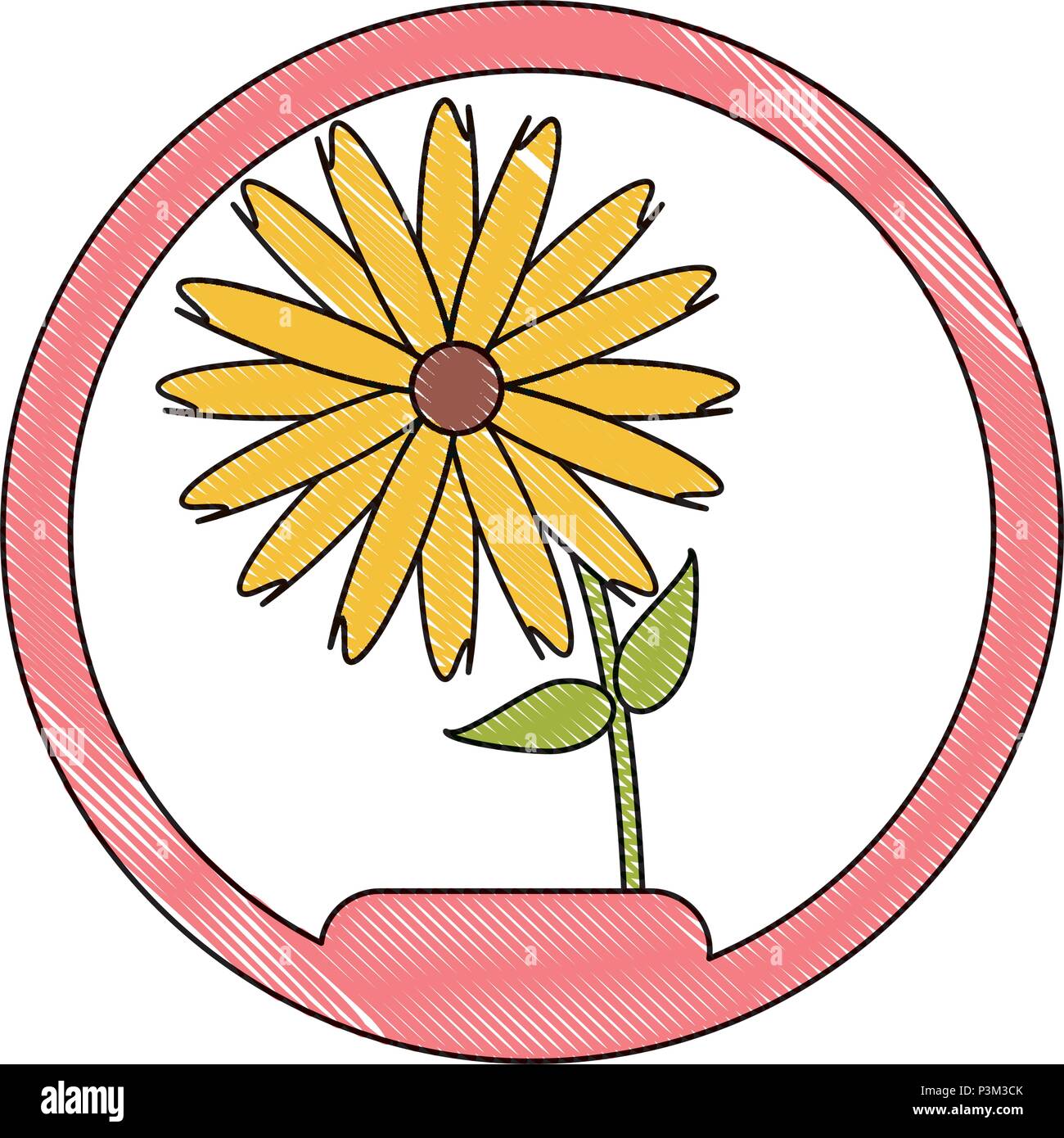 beautiful flower and decorative circular frame over white background ...