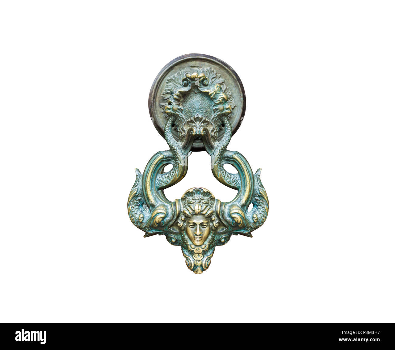 Old door metal bronze handle isolated on white background Stock Photo ...