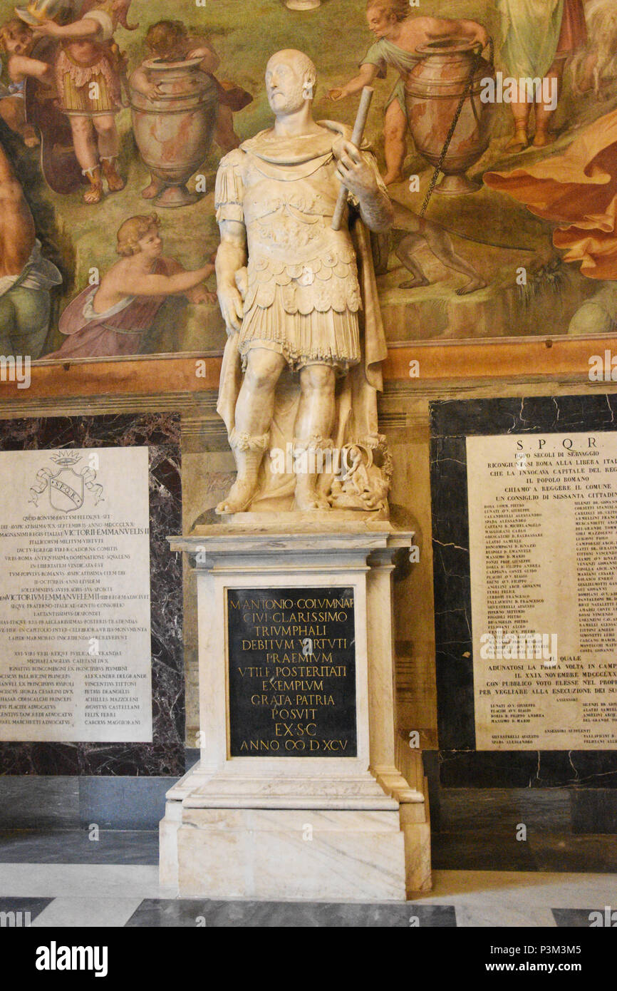 Statue of Marco Antonio Colonna (1595) in the Hall of the Captains. The ...