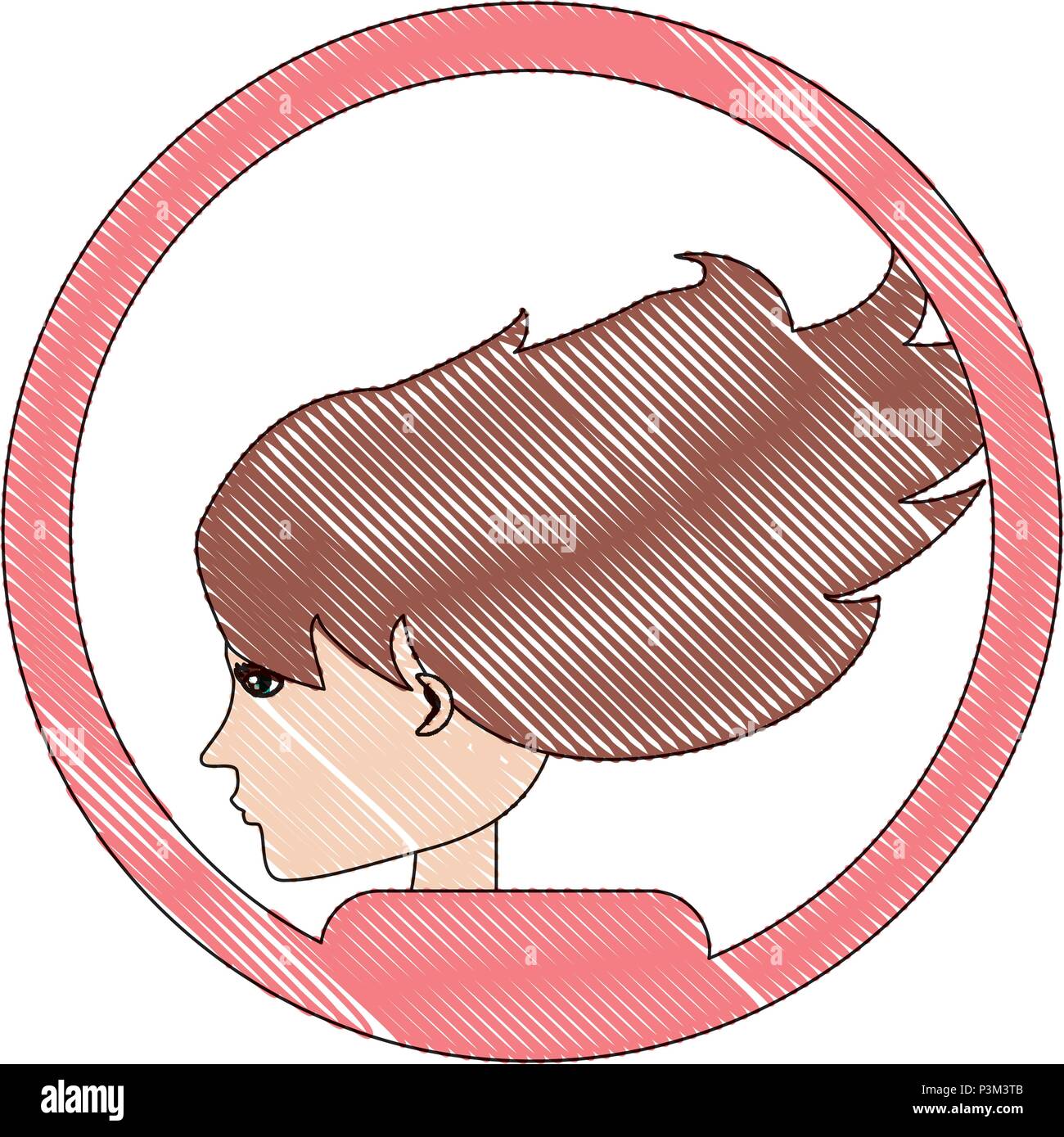 decorative circular frame with profile woman icon over white background ...